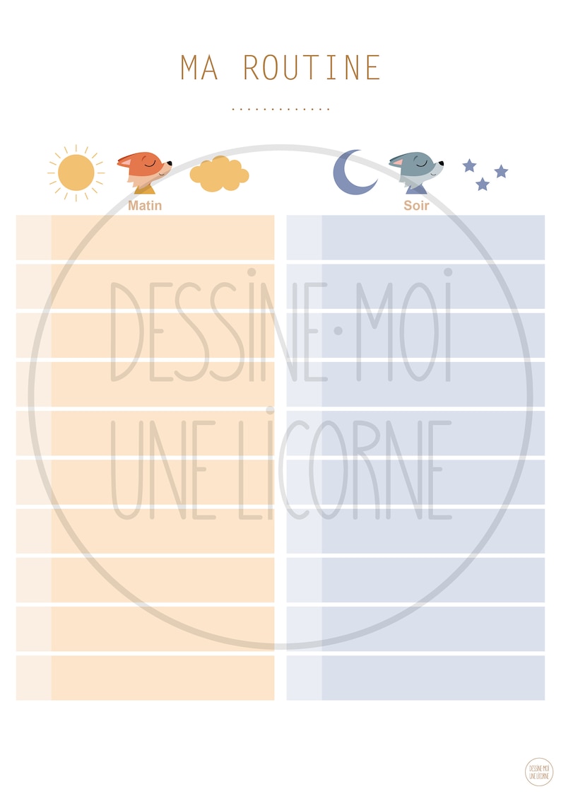 PDF PRINTABLE FRANÇAIS Ma routine matin/soir Animaux organisation ...