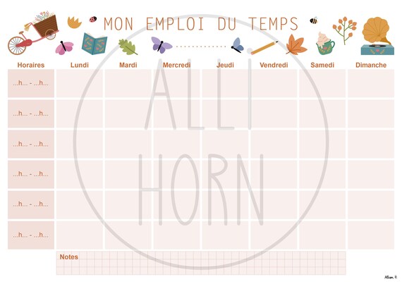 My School Schedule In French