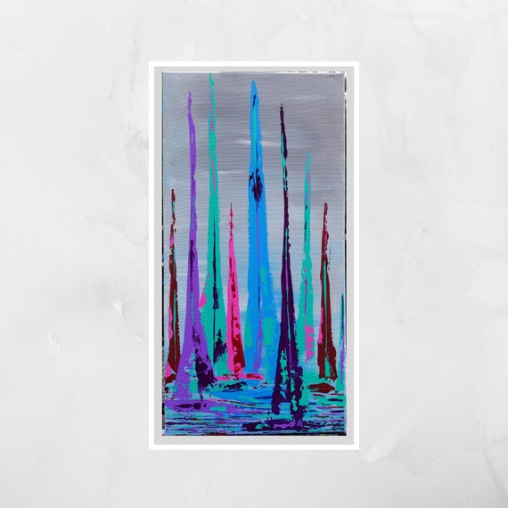Sail Away Series 002: Original Abstract Acrylic Sailboat | Etsy