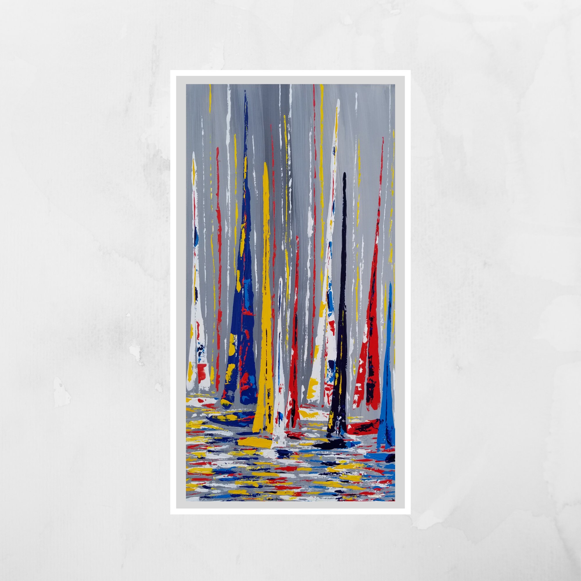 Sailboat Abstract Original Painting on Canvas, 18x36 - Etsy