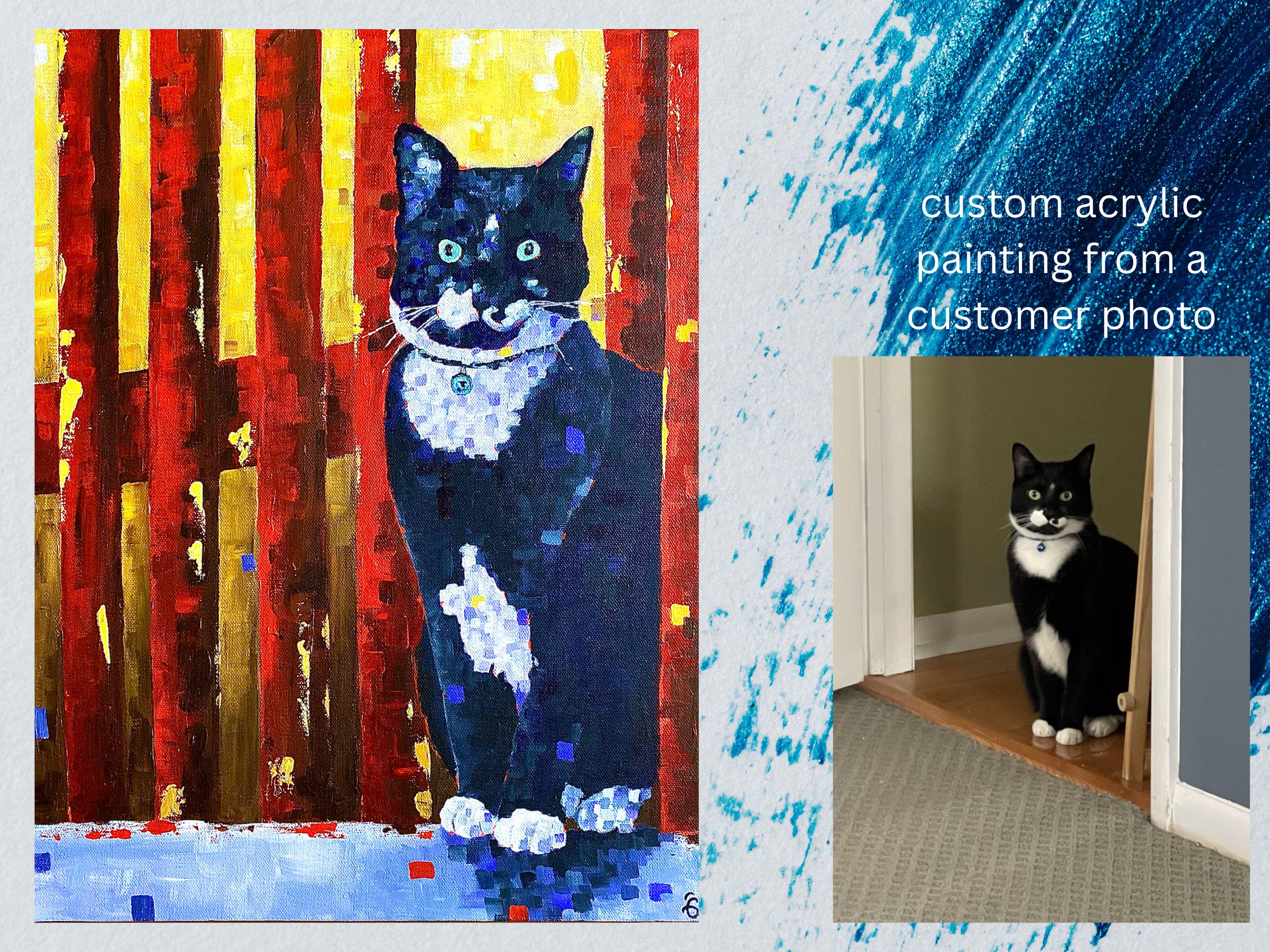 Paint My Cat - Original Art Acrylic Abstract Painting on Canvas - MADE ...