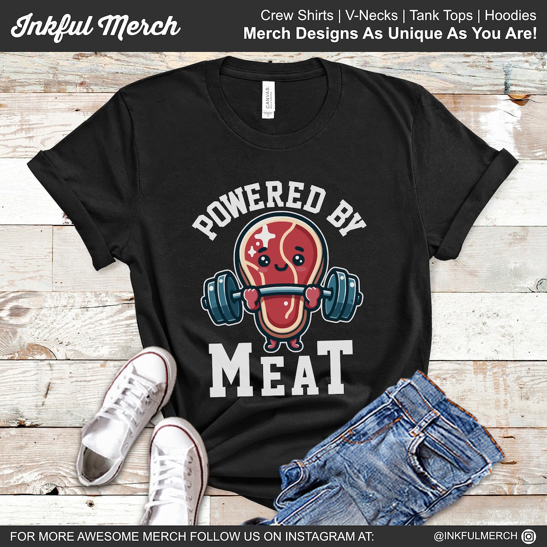 Powered by Meat Carnivore Shirt, Carnivore Tshirt, Meat Lover Gift ...