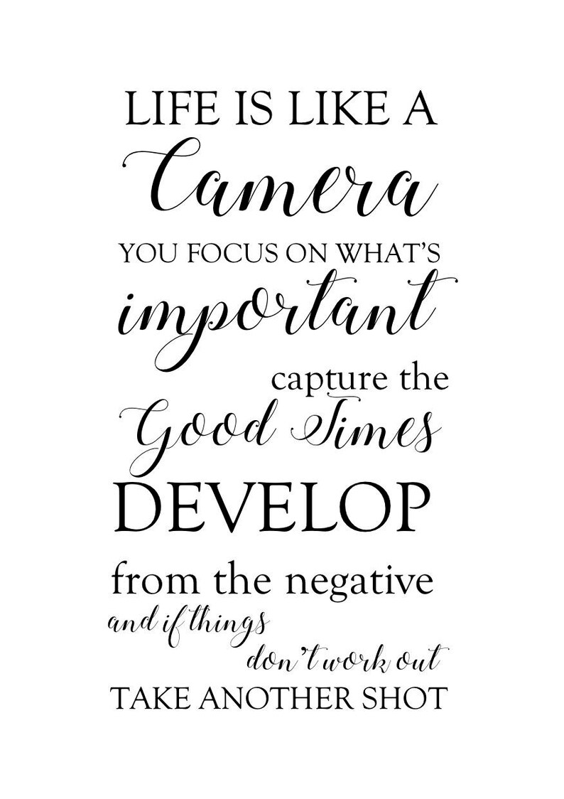 Digital Download Printable Art Camera Quote Wall Decor Home Decor ...
