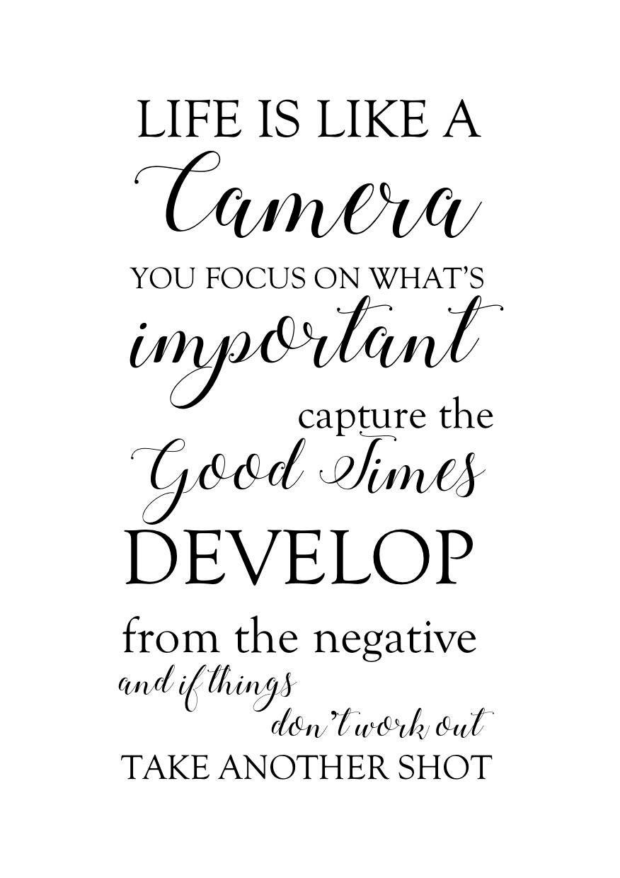 Digital Download Printable Art Camera Quote Wall Decor Home Decor ...