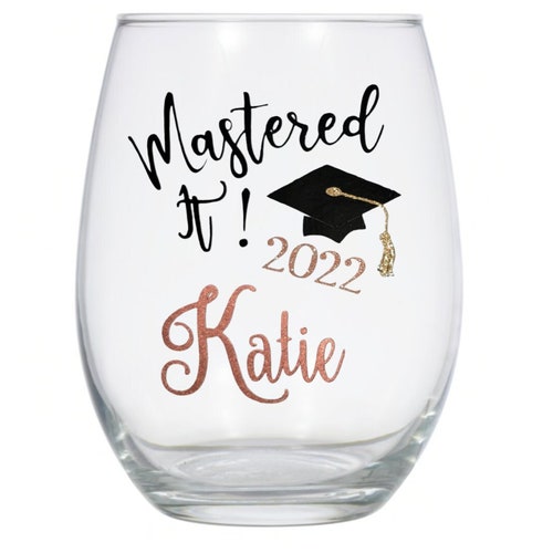 Personalized Stemless Wine Glass for Graduation Gift - Etsy