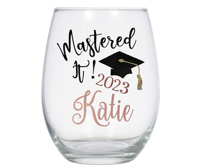 Personalized Stemless Wine Glass for Graduation Gift, Graduation Party ...