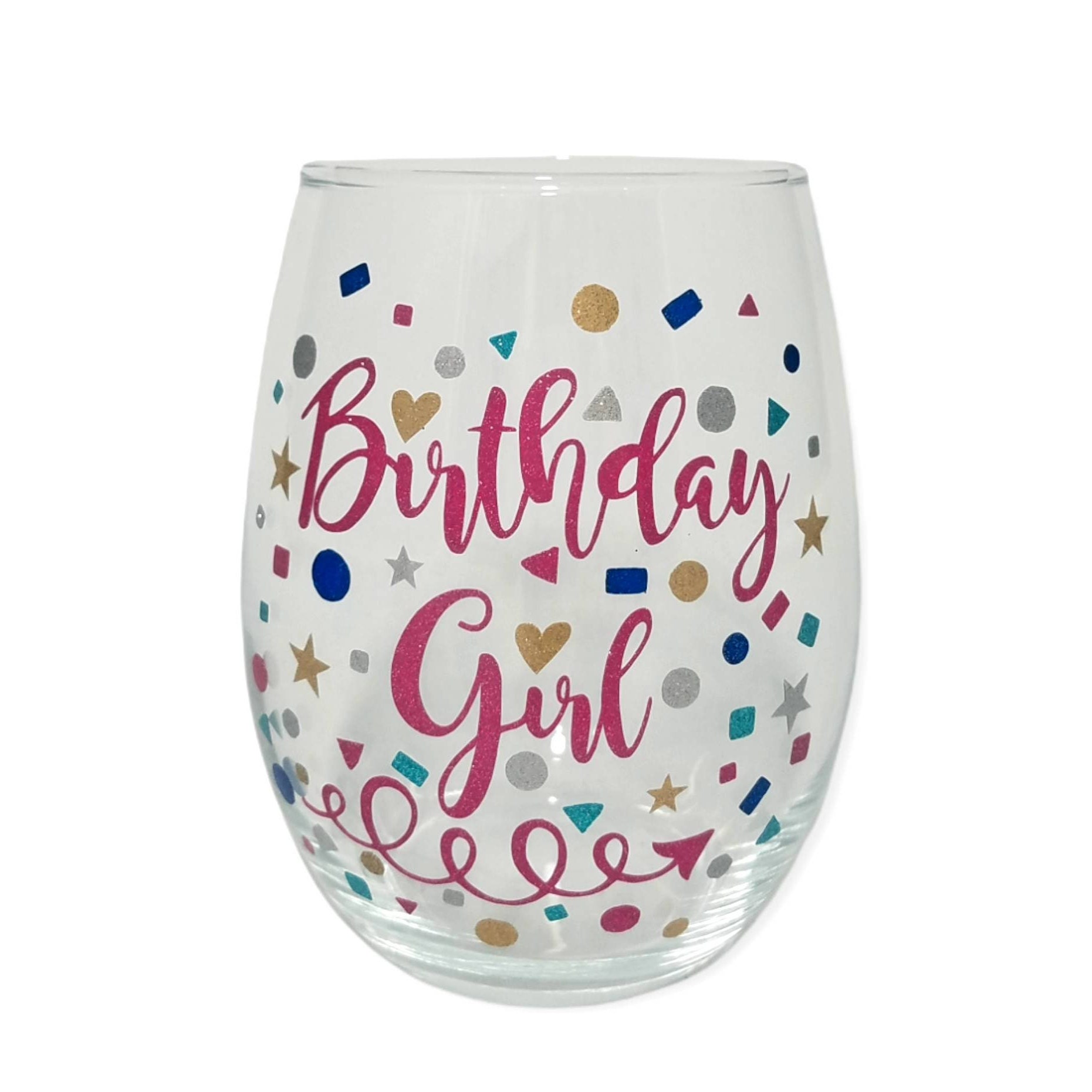 Birthday Girl Glitter Stemless Wine Glass Present Girlfriend | Etsy