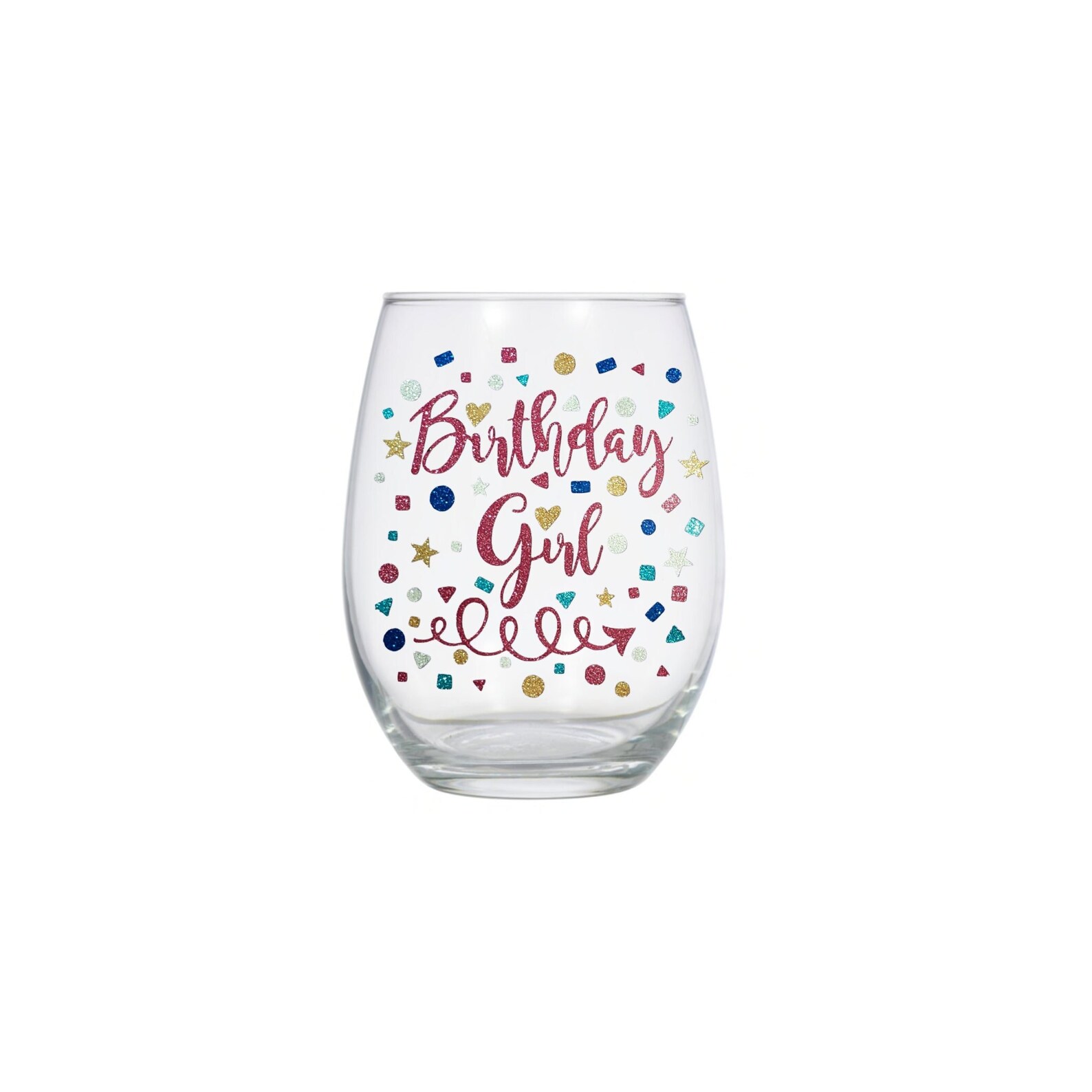 Birthday Girl Glitter Stemless Wine Glass Present Girlfriend - Etsy