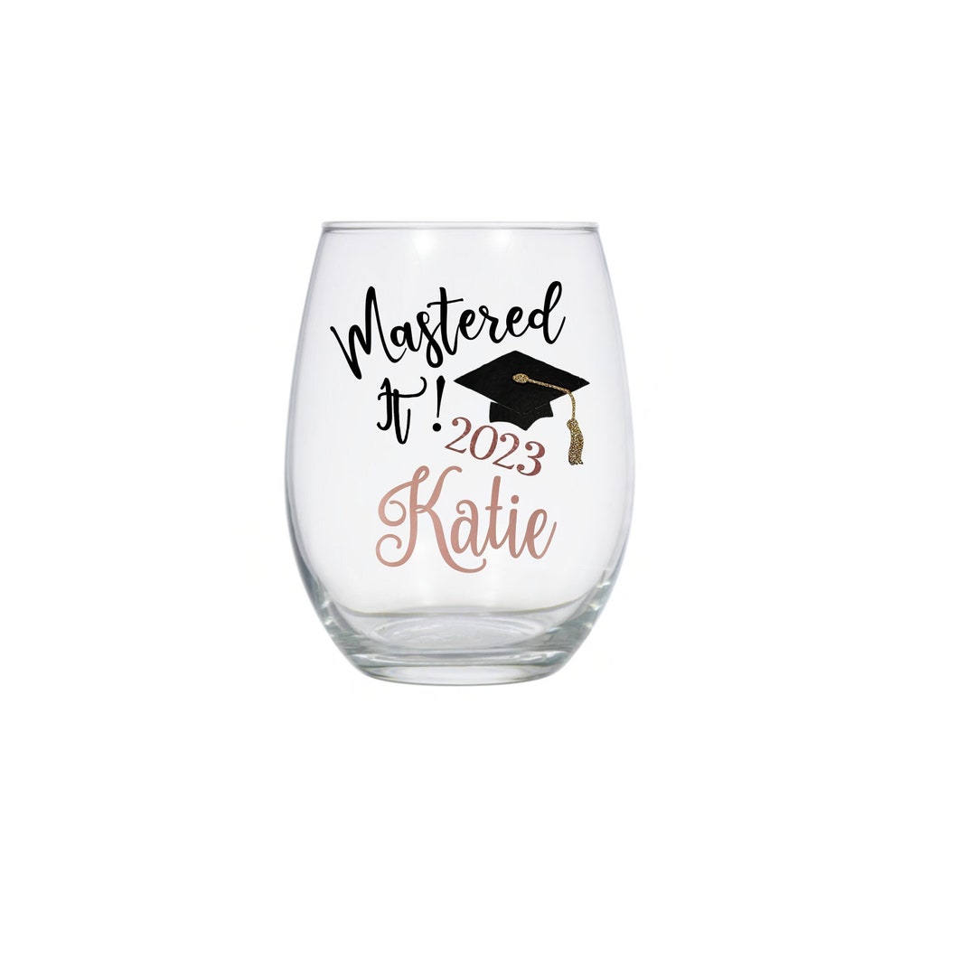Personalized Stemless Wine Glass for Graduation Gift, Graduation Party ...