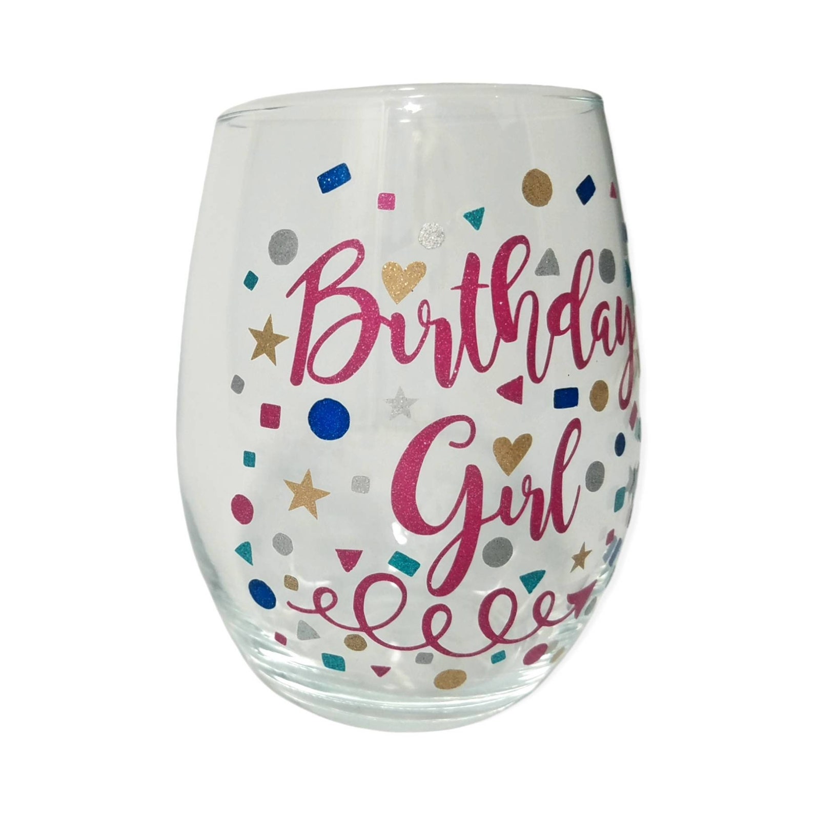 Birthday Girl Glitter Stemless Wine Glass Present Girlfriend | Etsy
