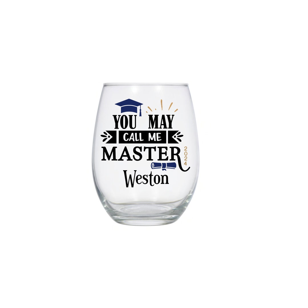 Personalized Master's Degree Wine Glass, Graduation Gift - Etsy