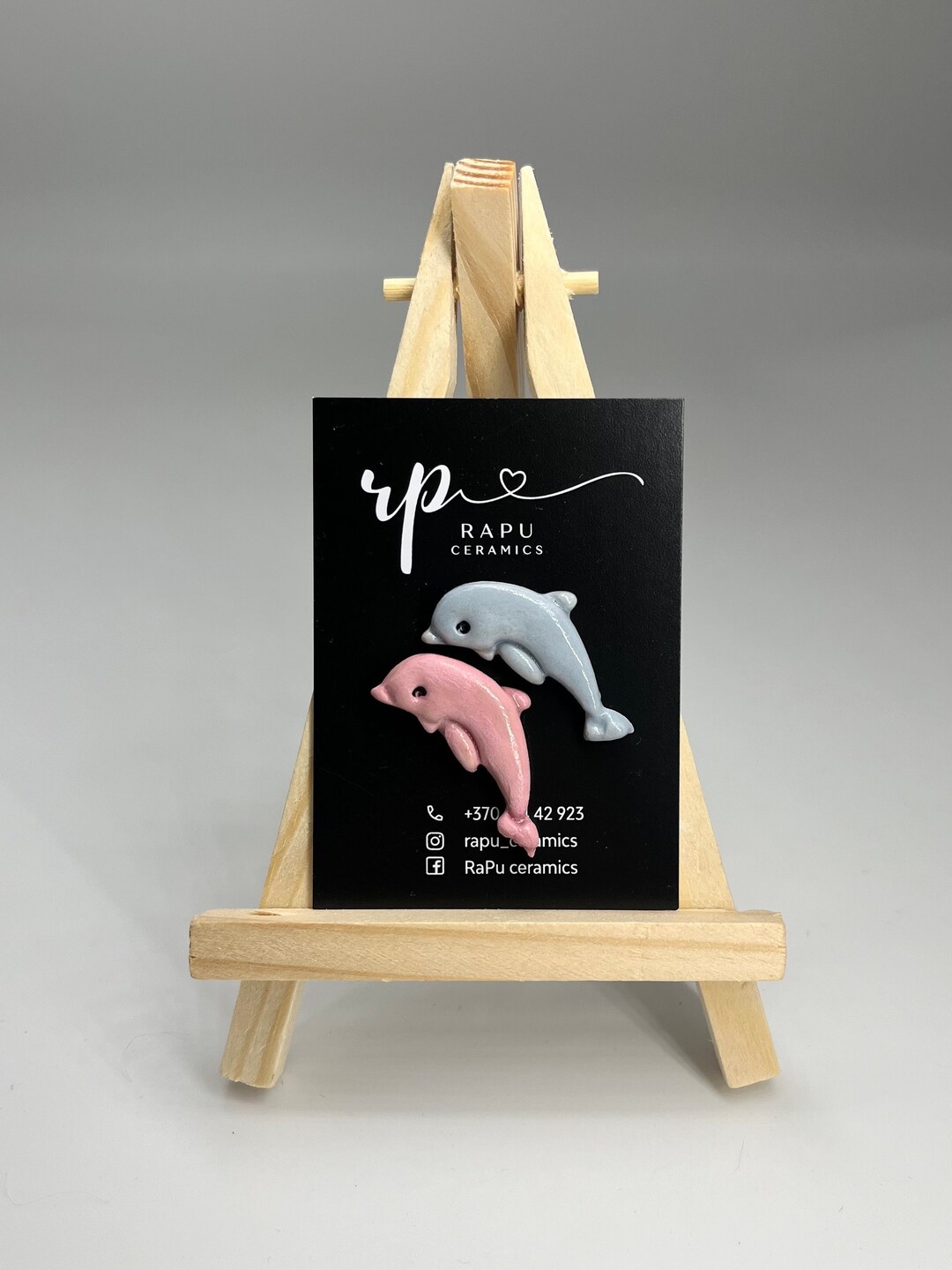 Adorable Dolphin Pin Set Handmade Ceramic Pins in Pink and Blue Perfect ...