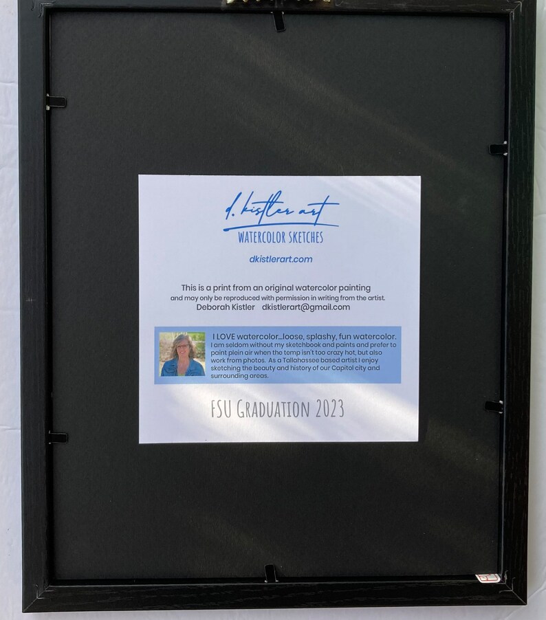 FSU Grad 2024 Mortarboard Graduate Cap on Westcott Building Watercolor ...