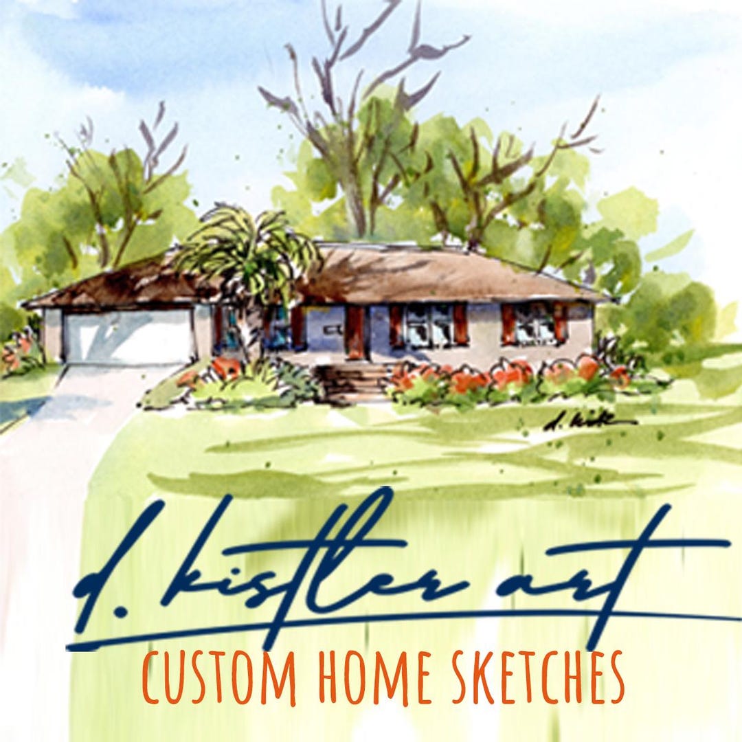 Custom Home Portrait: Ink and Watercolor House Painting - Etsy