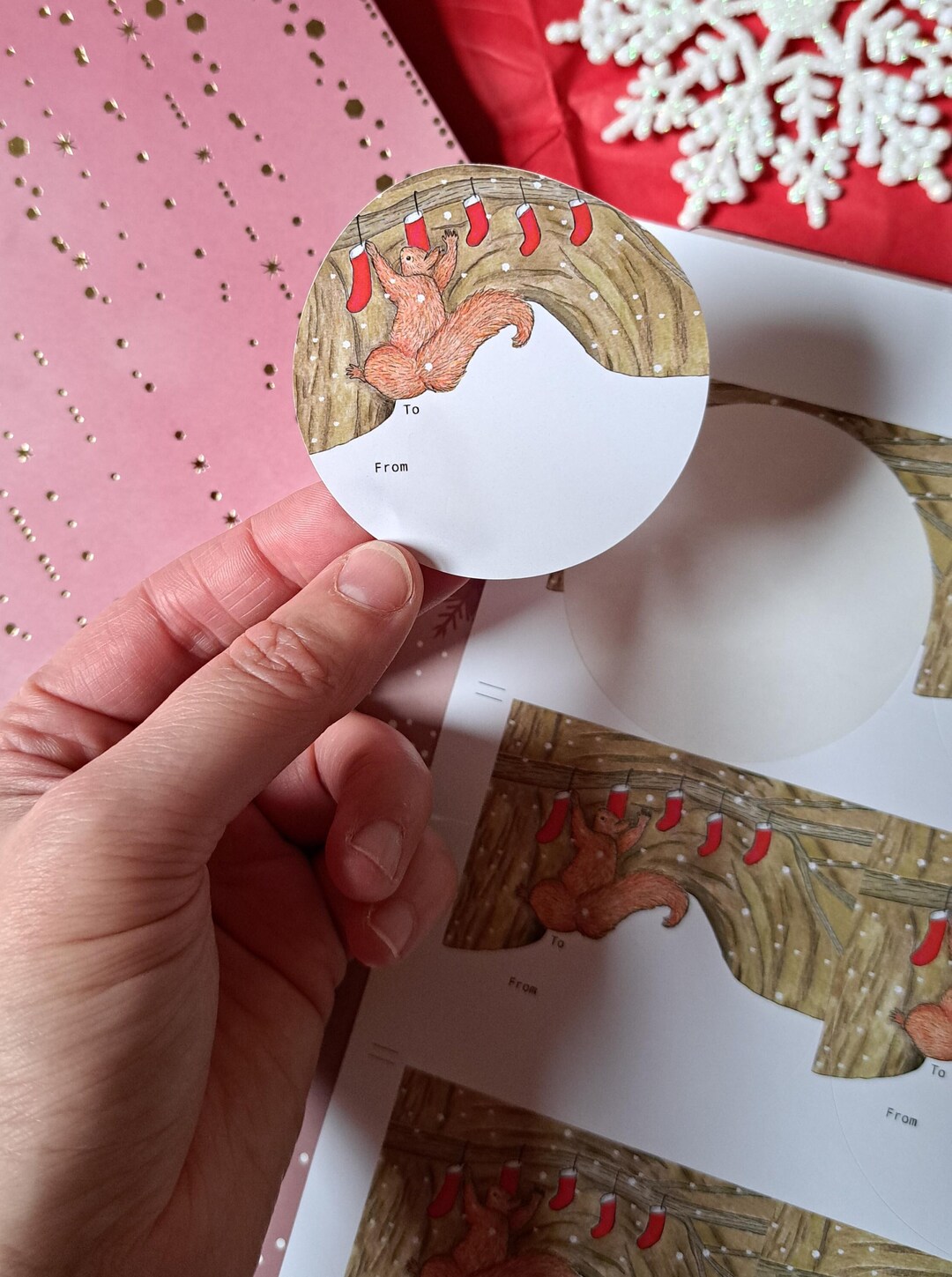 Red Squirrel Christmas Gift Sticker Sheet 12 - Etsy UK
