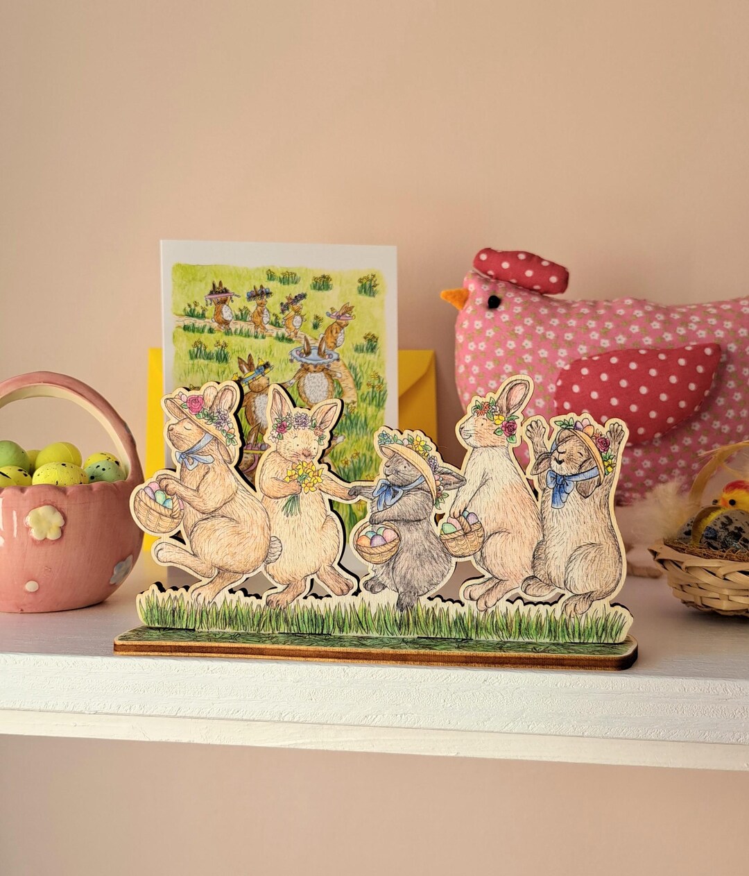 Easter Bunny Parade Standee Wooden Decoration - Etsy UK