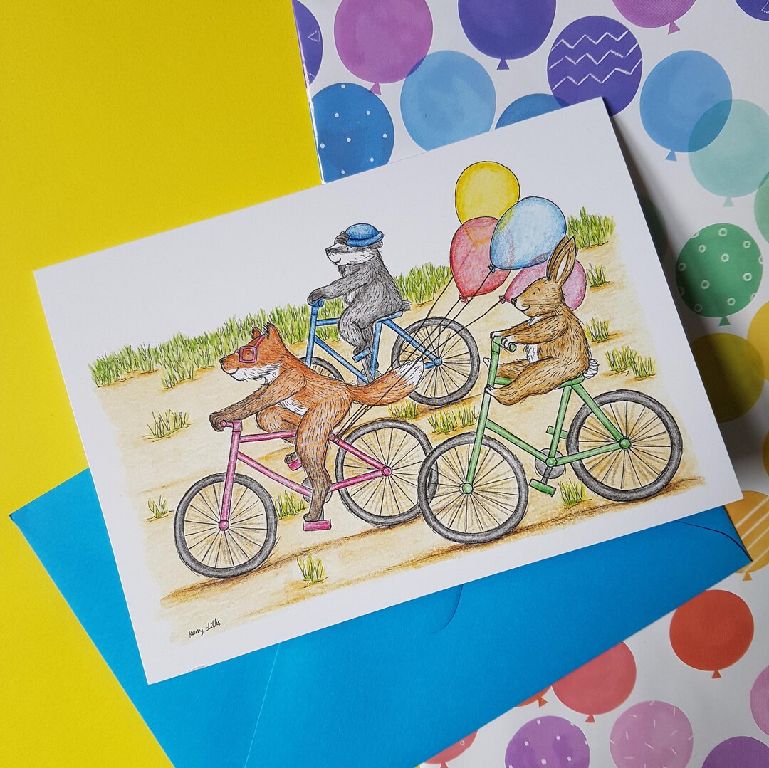 Birthday Bike Ride Card - Etsy