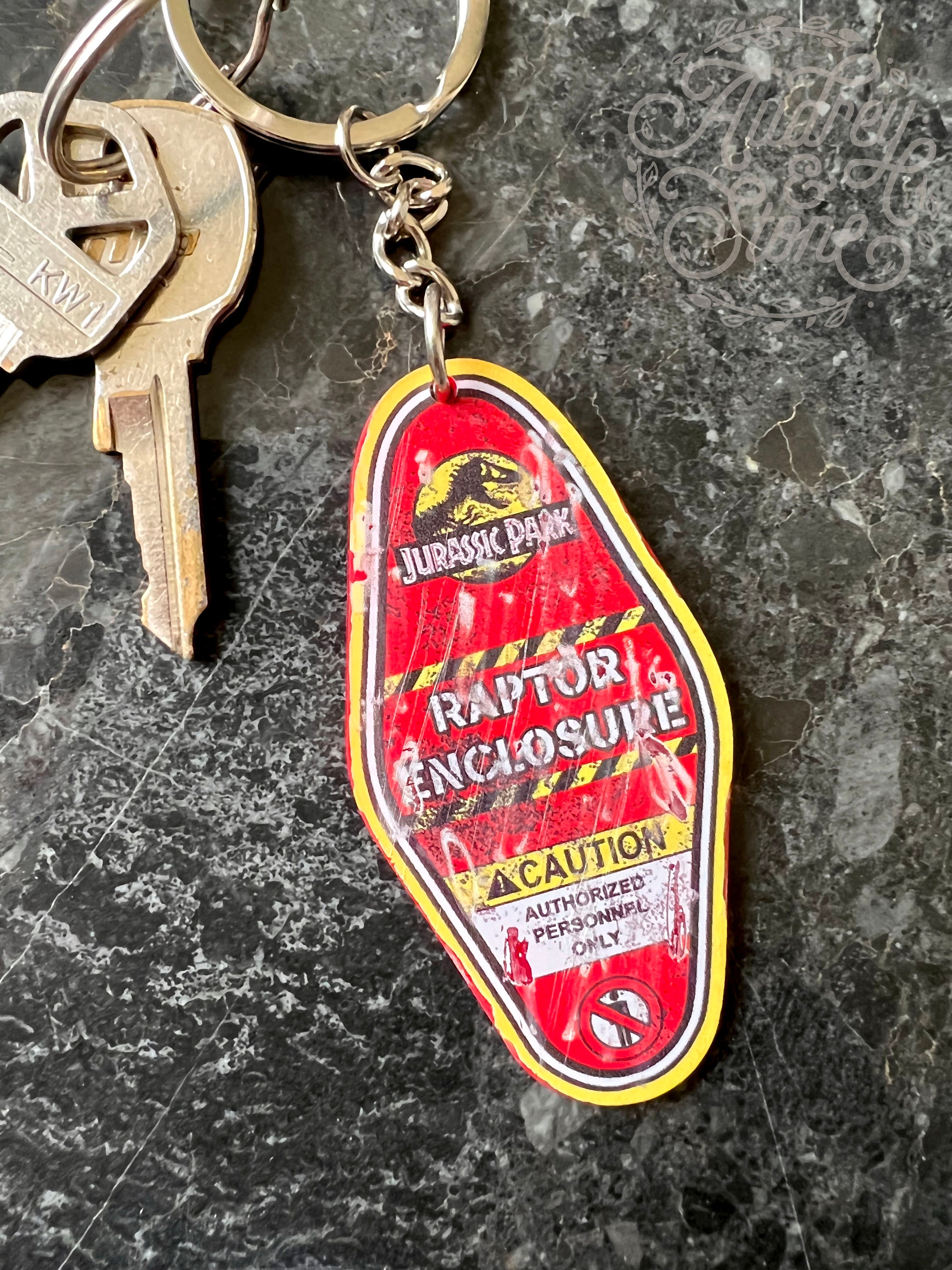 Jurassic Park Velociraptor Enclosure Acrylic Keychain Life - Etsy