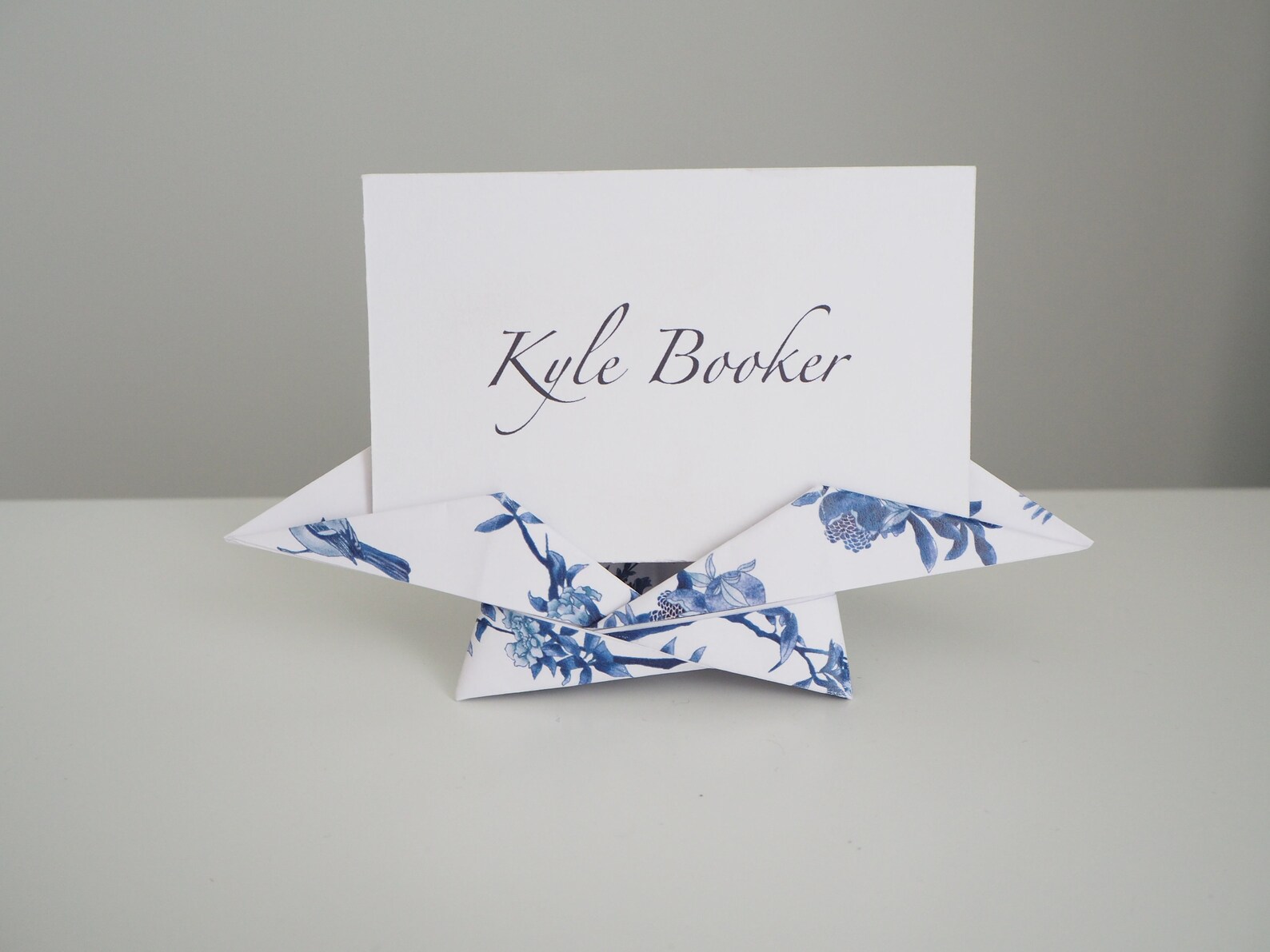 Handmade Origami Simple Geometric Place Card, Name Holder, Blue&white ...