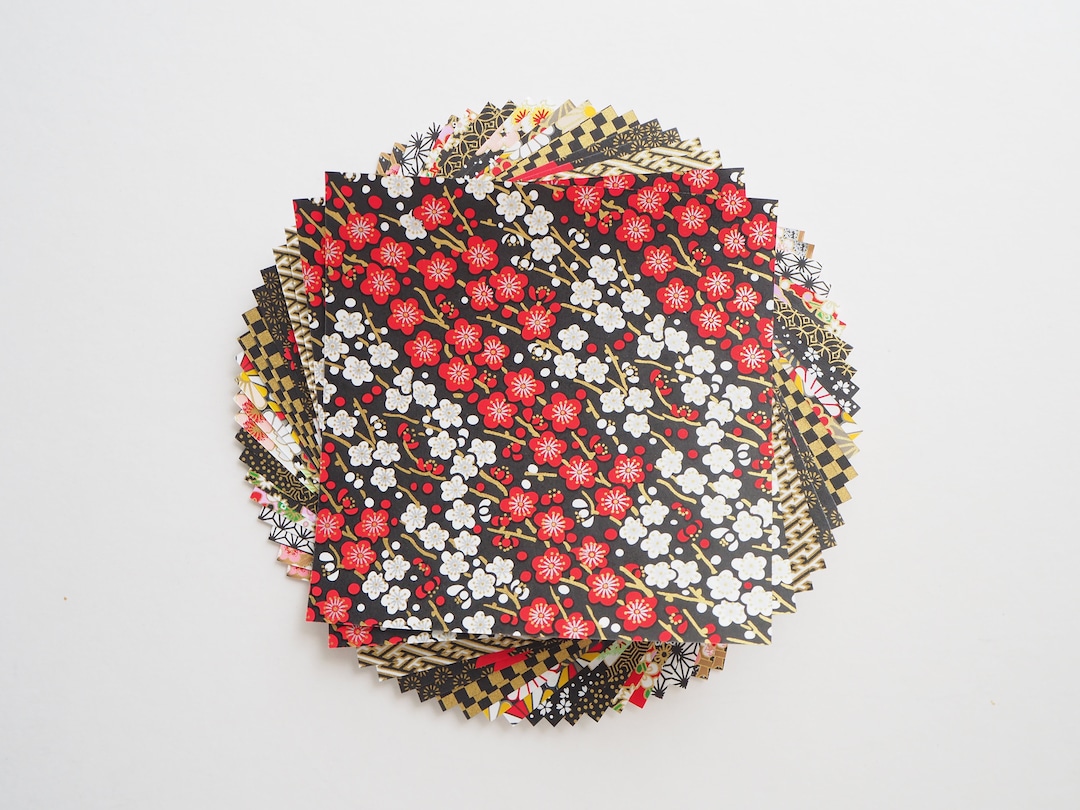 20 Sheets Black Themed Colours Washi Origami Paper Mixed Pack 14x14cm ...