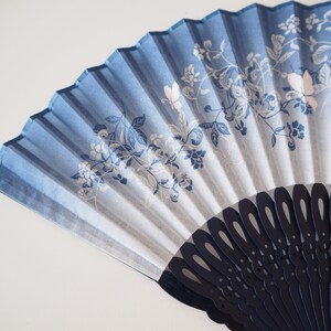 Folding Fan - Blue and White Floral Pattern - Etsy