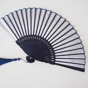 Folding Fan - Blue and White Floral Pattern - Etsy