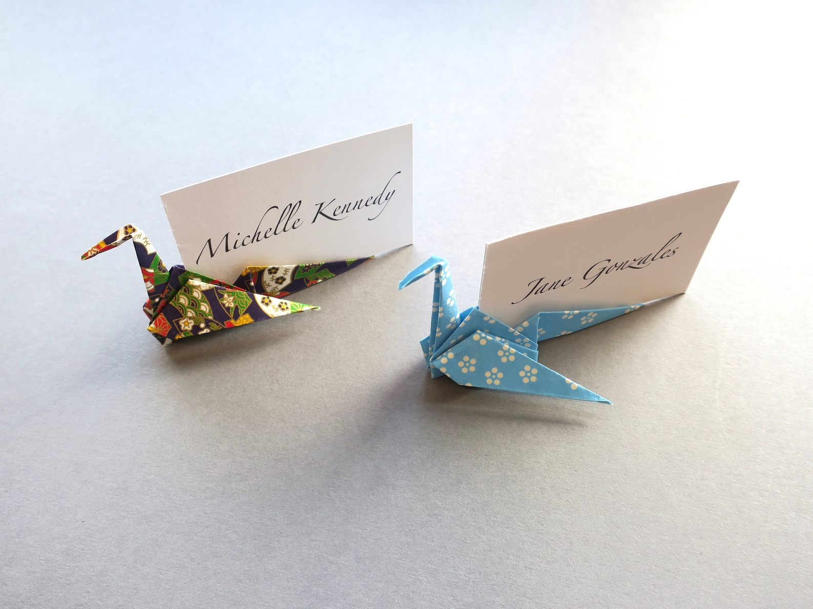 Handmade Origami Crane Place Card Holder: Japanese Washi Paper Wedding ...