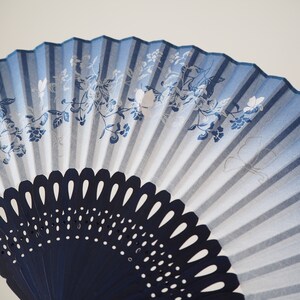 Folding Fan - Blue and White Floral Pattern - Etsy