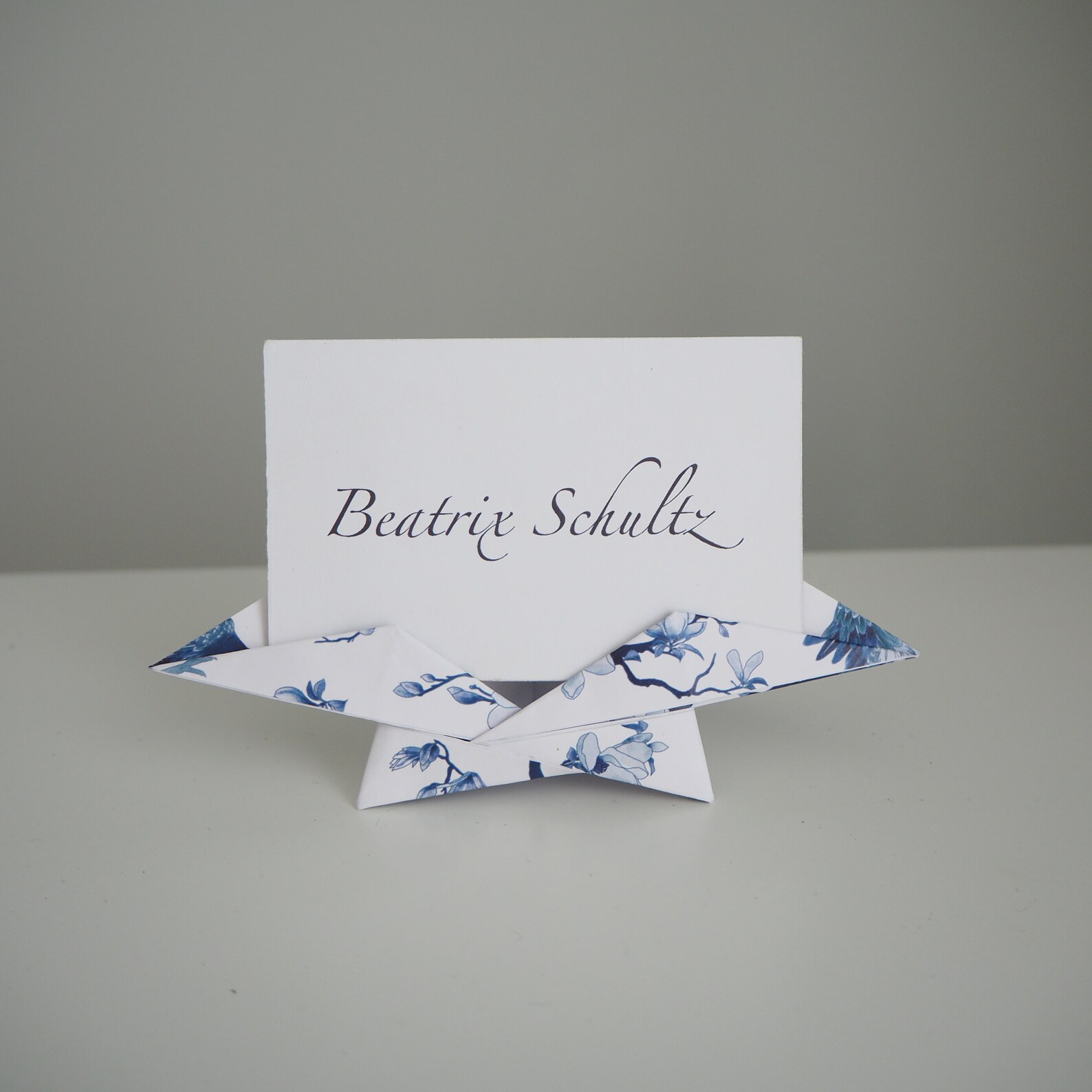 Handmade Origami Simple Geometric Place Card, Name Holder, Blue&white ...