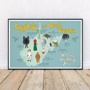 Cryptids of West Virginia Map - Etsy