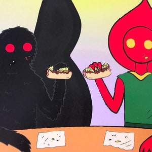 Cryptids Eating Hotdogs Print - Etsy