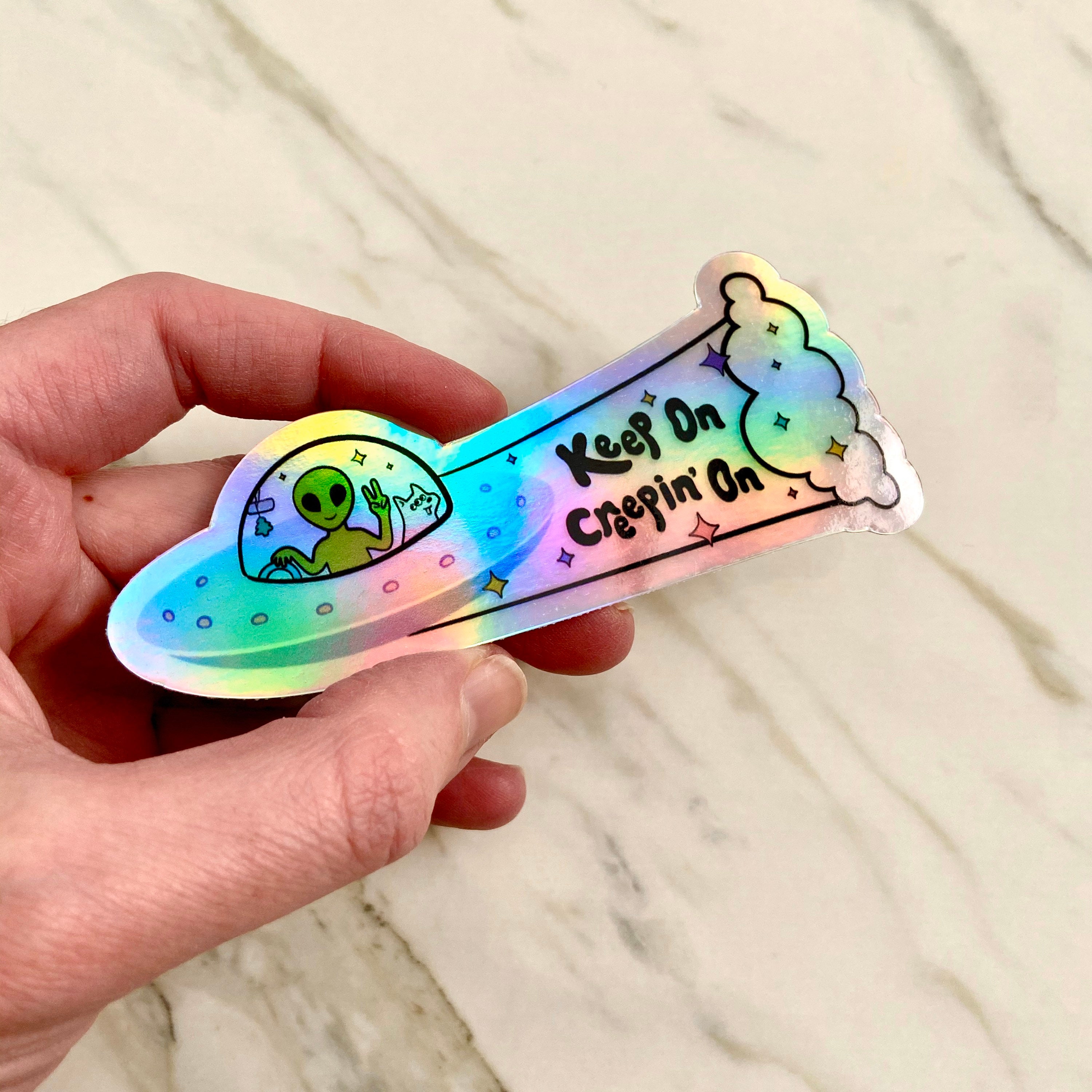 UFO Alien Holographic Sticker | Etsy