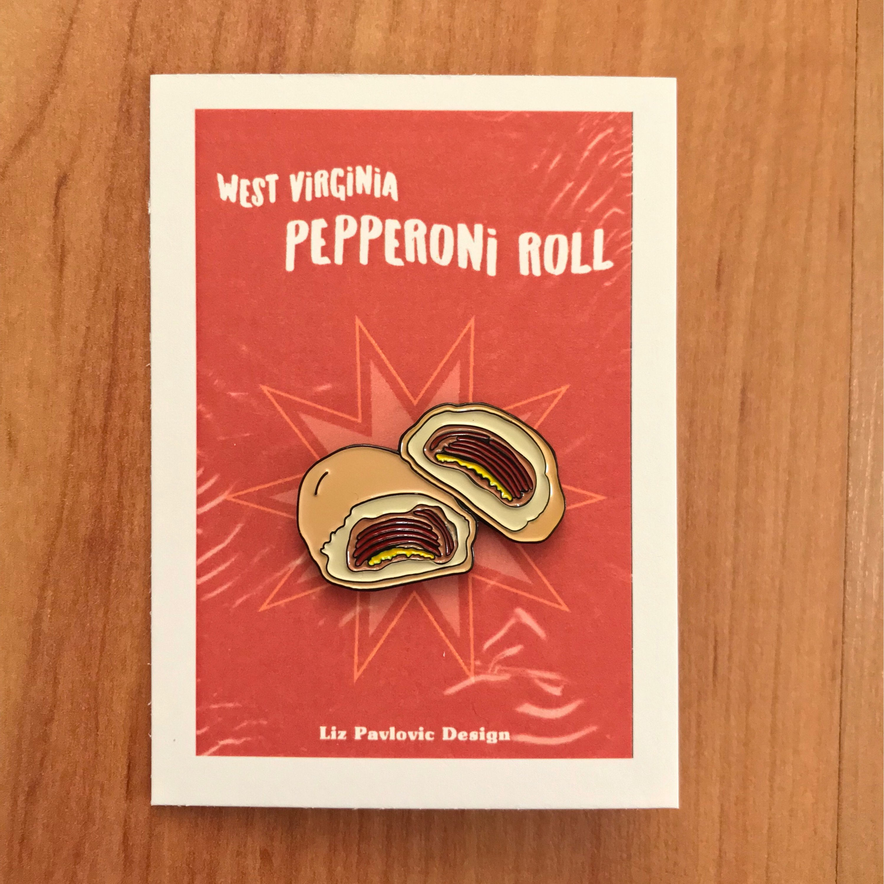 West Virginia Pepperoni Roll Enamel Pin - Etsy