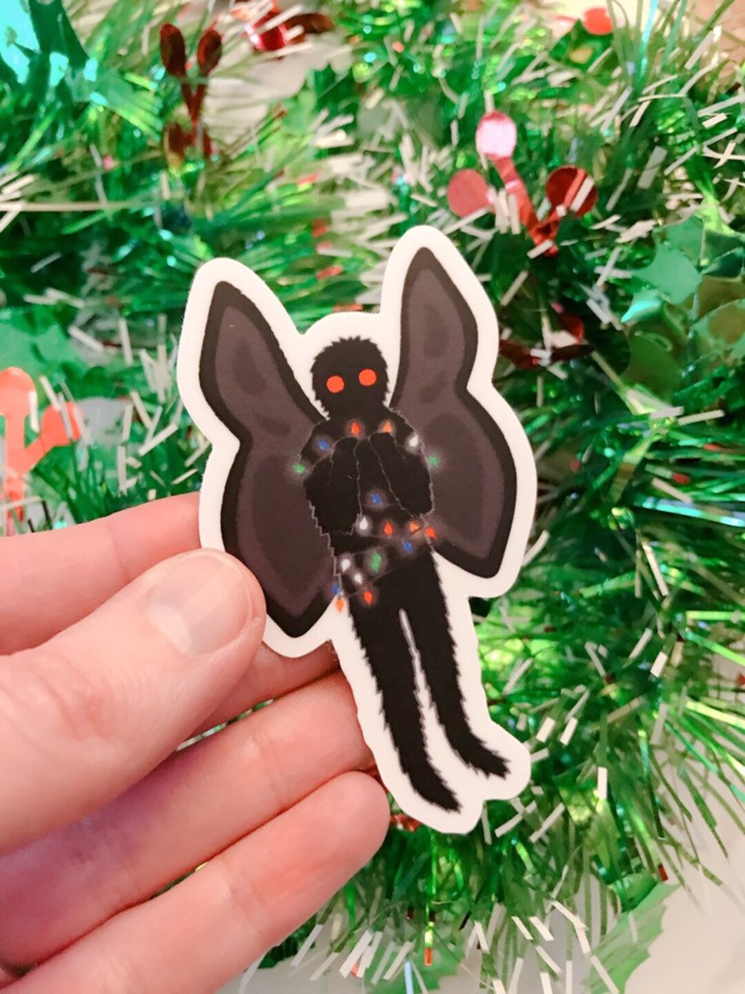 Mothman Holiday Lights Sticker - Etsy