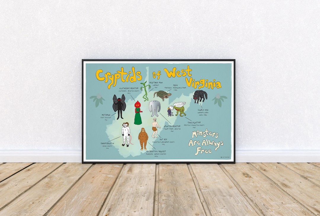 Cryptids of West Virginia Map - Etsy