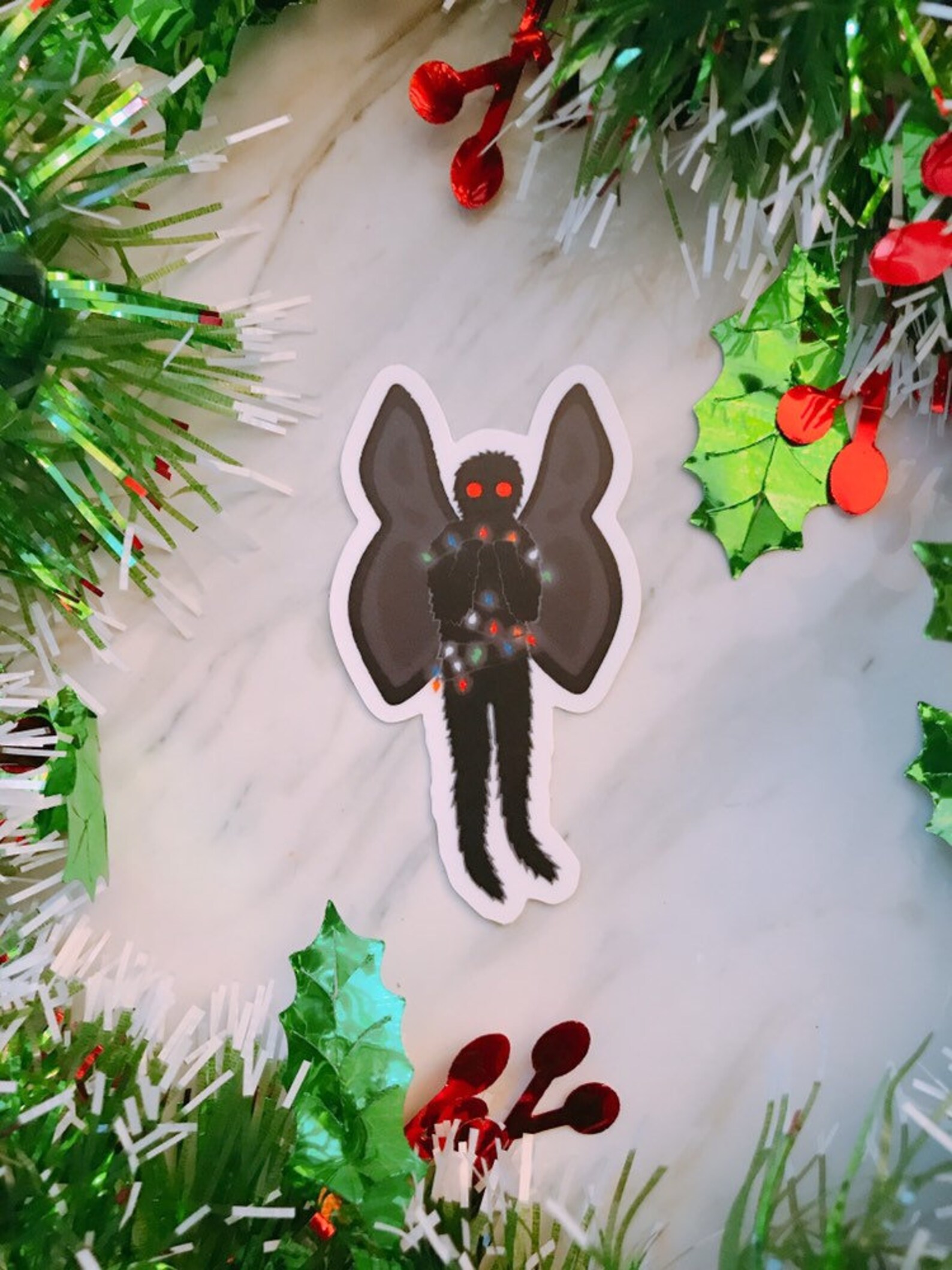 Mothman Holiday Lights Sticker | Etsy