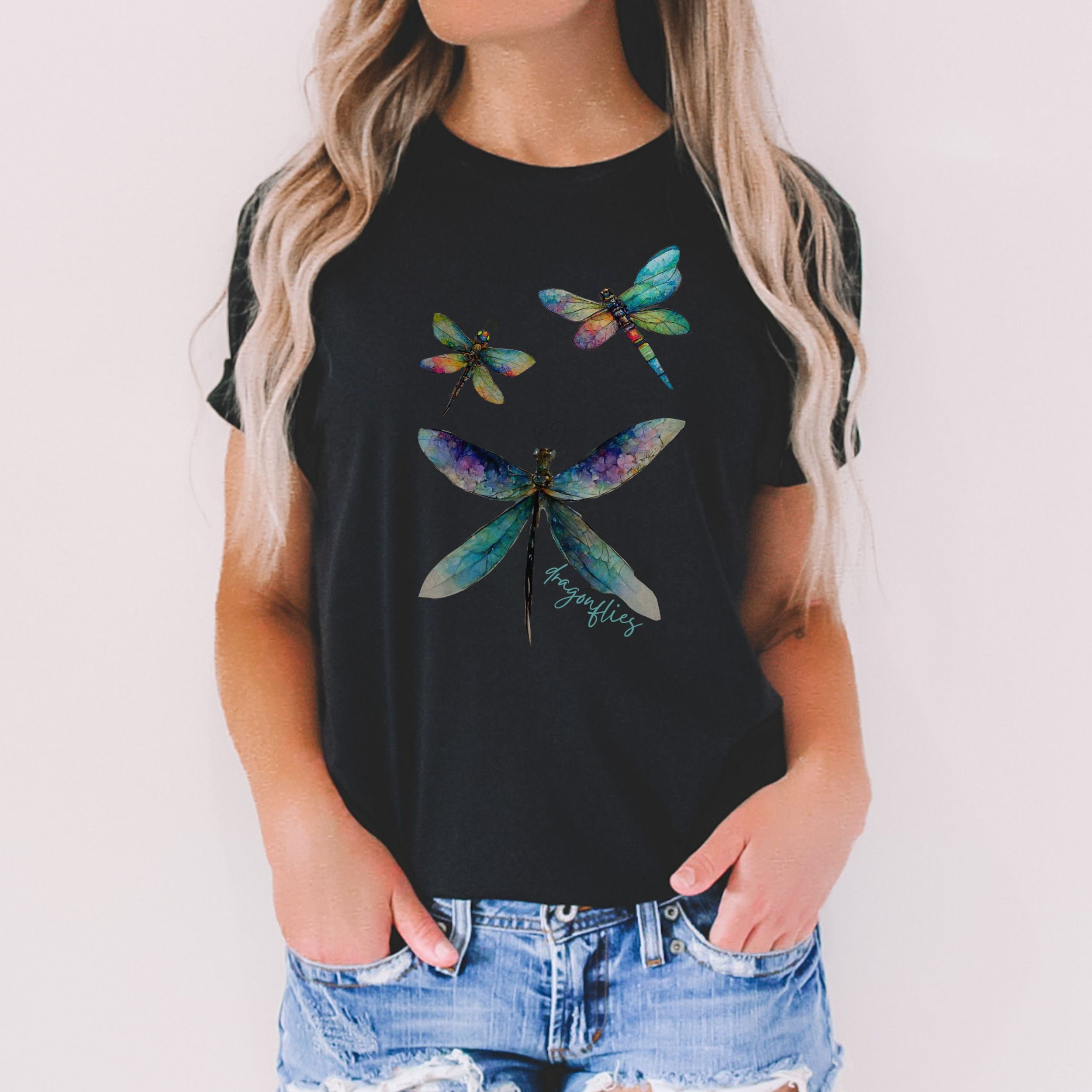 Dragonfly Shirt , Boho Style Dragonflies Shirt , Colorful Dragonfly ...