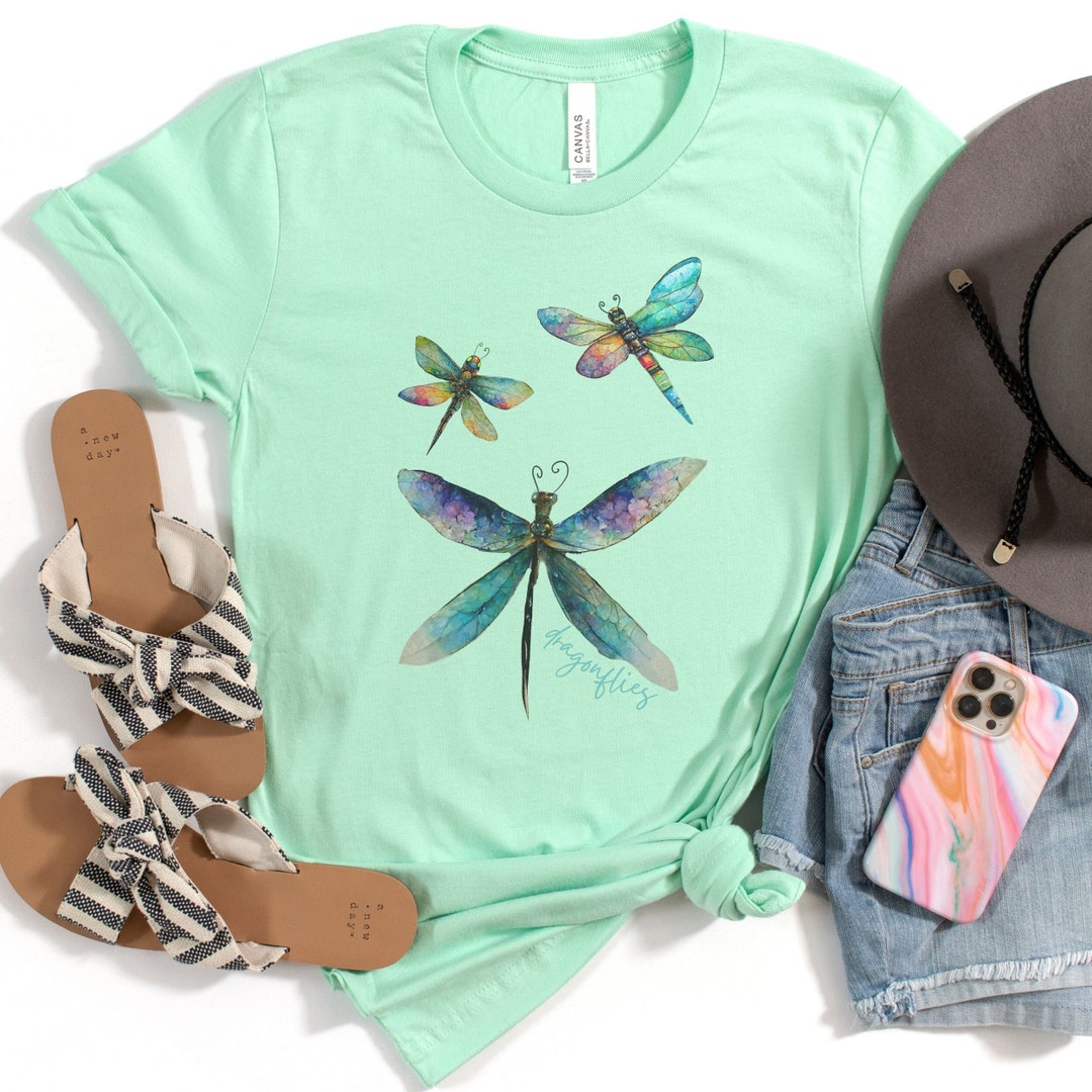 Dragonfly Shirt , Boho Style Dragonflies Shirt , Colorful Dragonfly ...