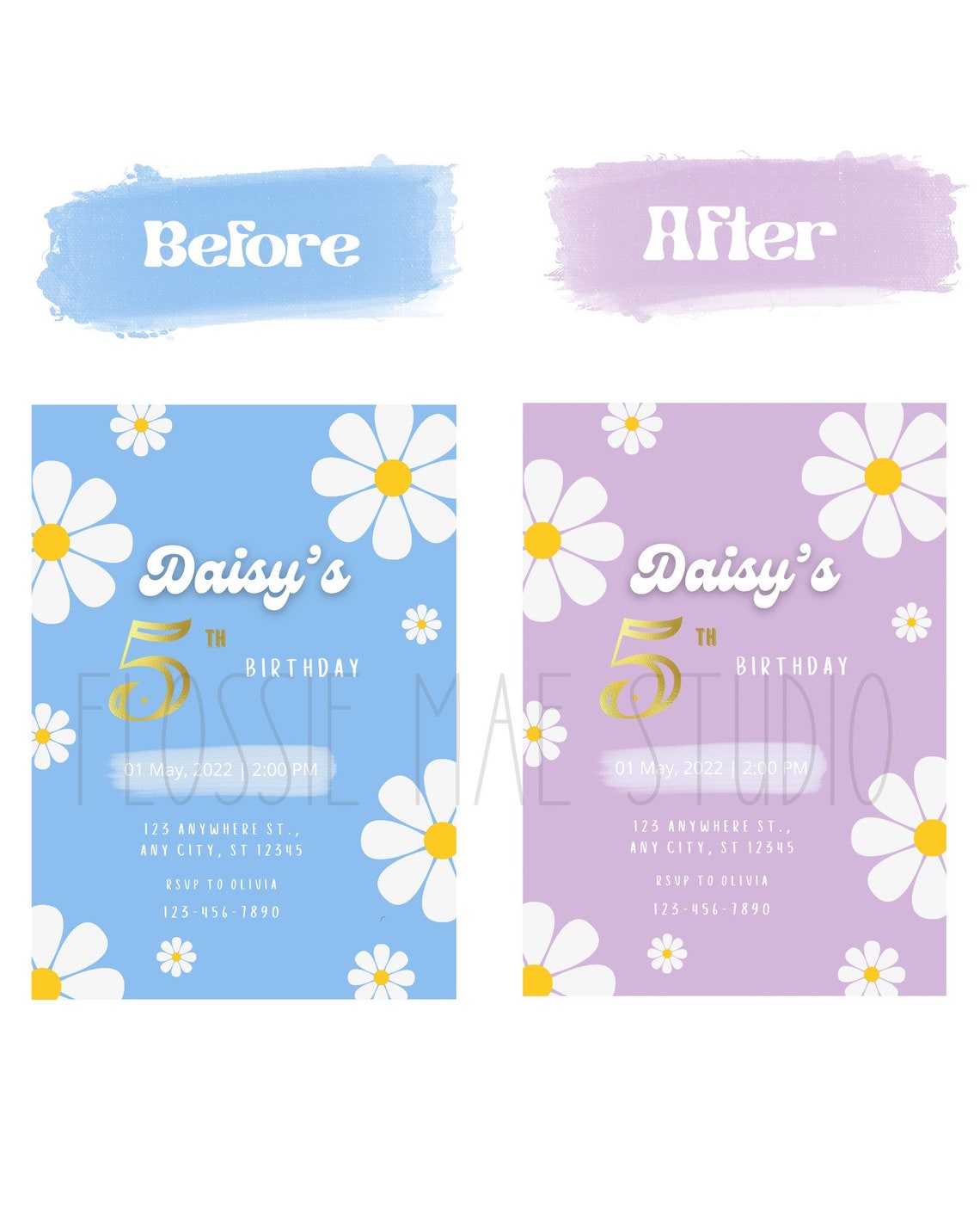 Daisy Birthday Invitation Template, Printable Birthday Invitation ...