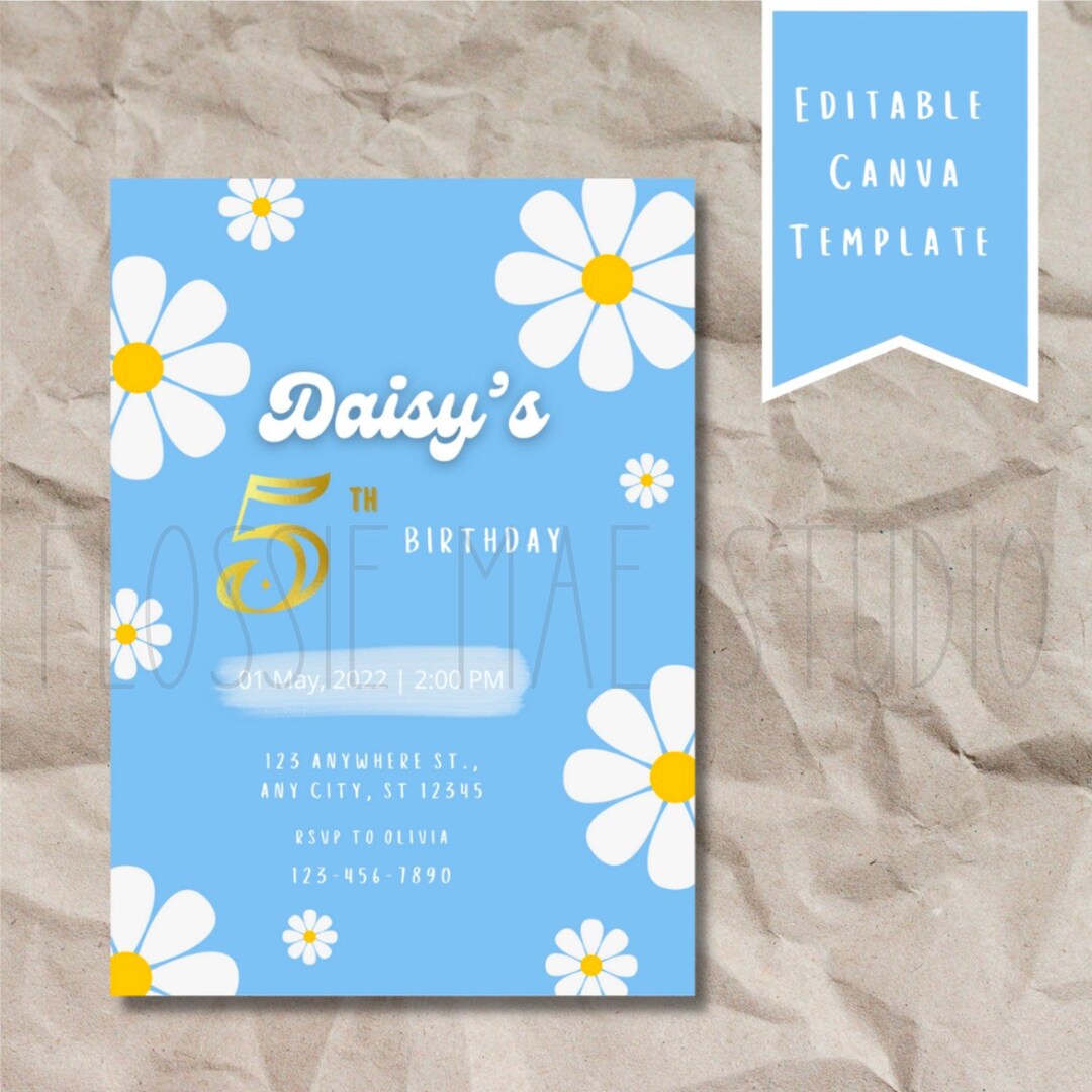 Daisy Birthday Invitation Template, Printable Birthday Invitation ...