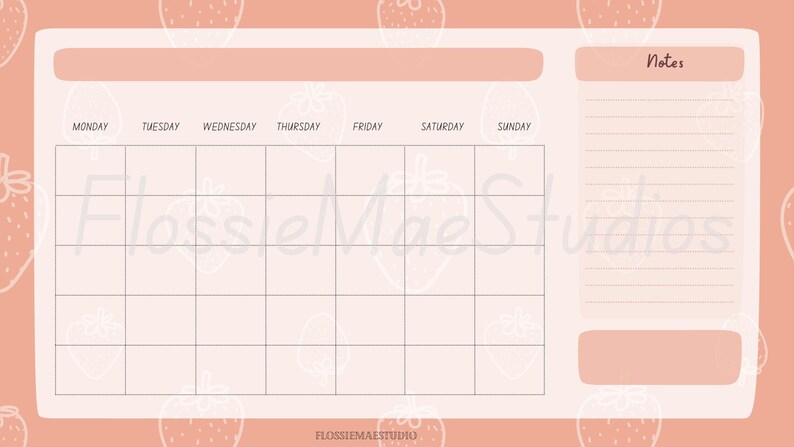 Cute Strawberry Printable Calendar Template PDF Digital - Etsy