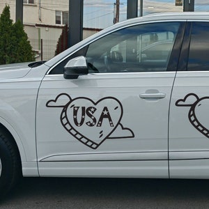 USA Car Decals Set of 2pcs With Personalization, Different Vinyl Colors ...