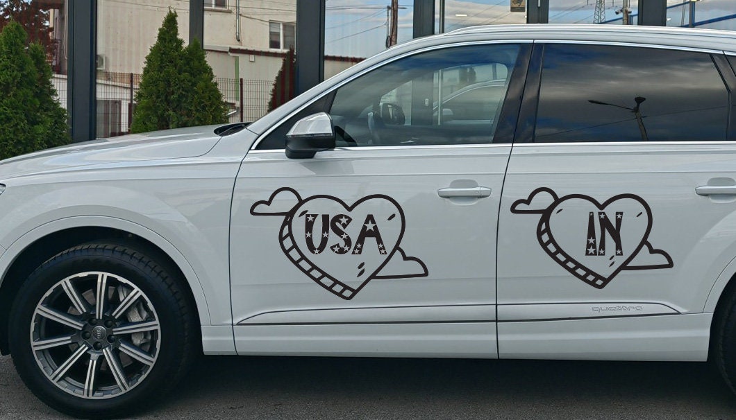 USA Car Decals Set of 2pcs With Personalization, Different Vinyl Colors ...