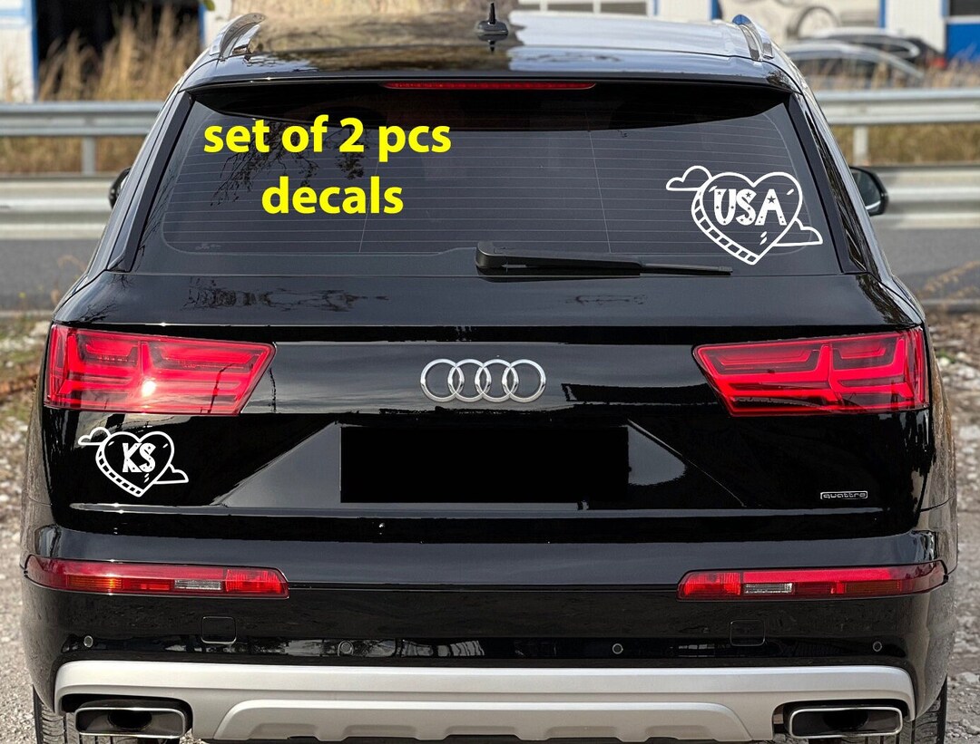USA Car Decals Set of 2pcs With Personalization, Different Vinyl Colors ...
