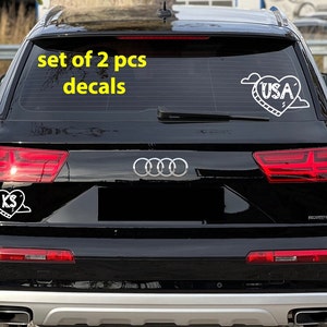 USA Car Decals Set of 2pcs With Personalization, Different Vinyl Colors ...
