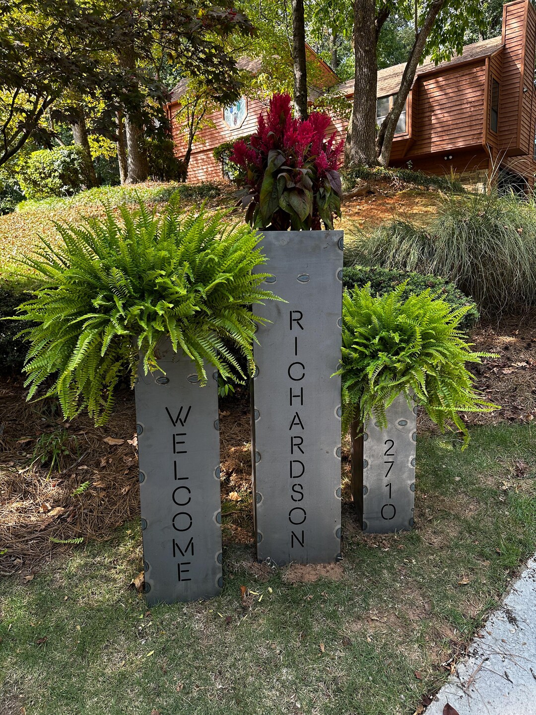 Heavy Duty Raw Steel Planter Set, Pillars, Custom Cut-outs - Made in ...