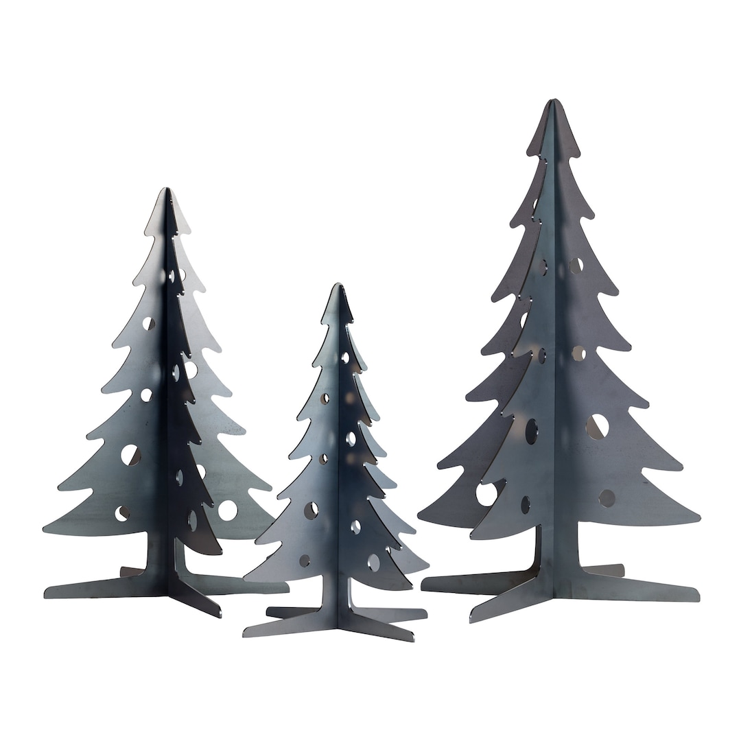 Steelfreak Set of Three 3D Metal Christmas Trees - Etsy
