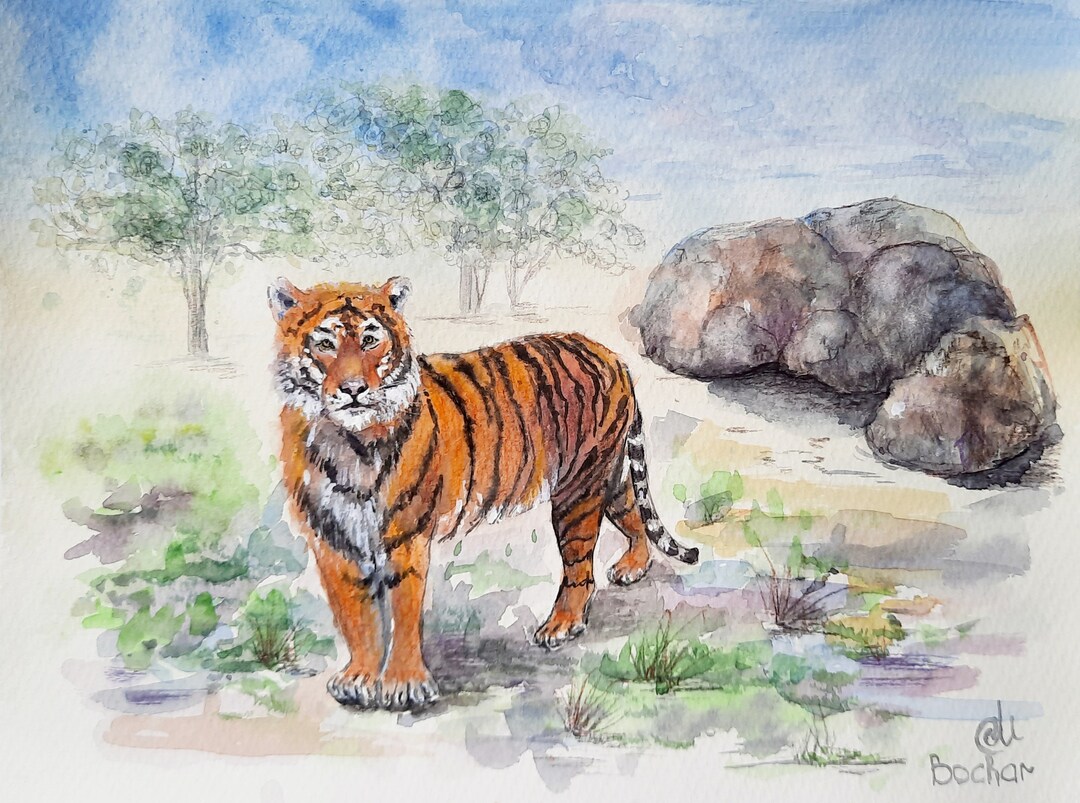 Tiger Watercolor Nursery Art, Tiger Wall Art, Tiger Painting, Safari ...