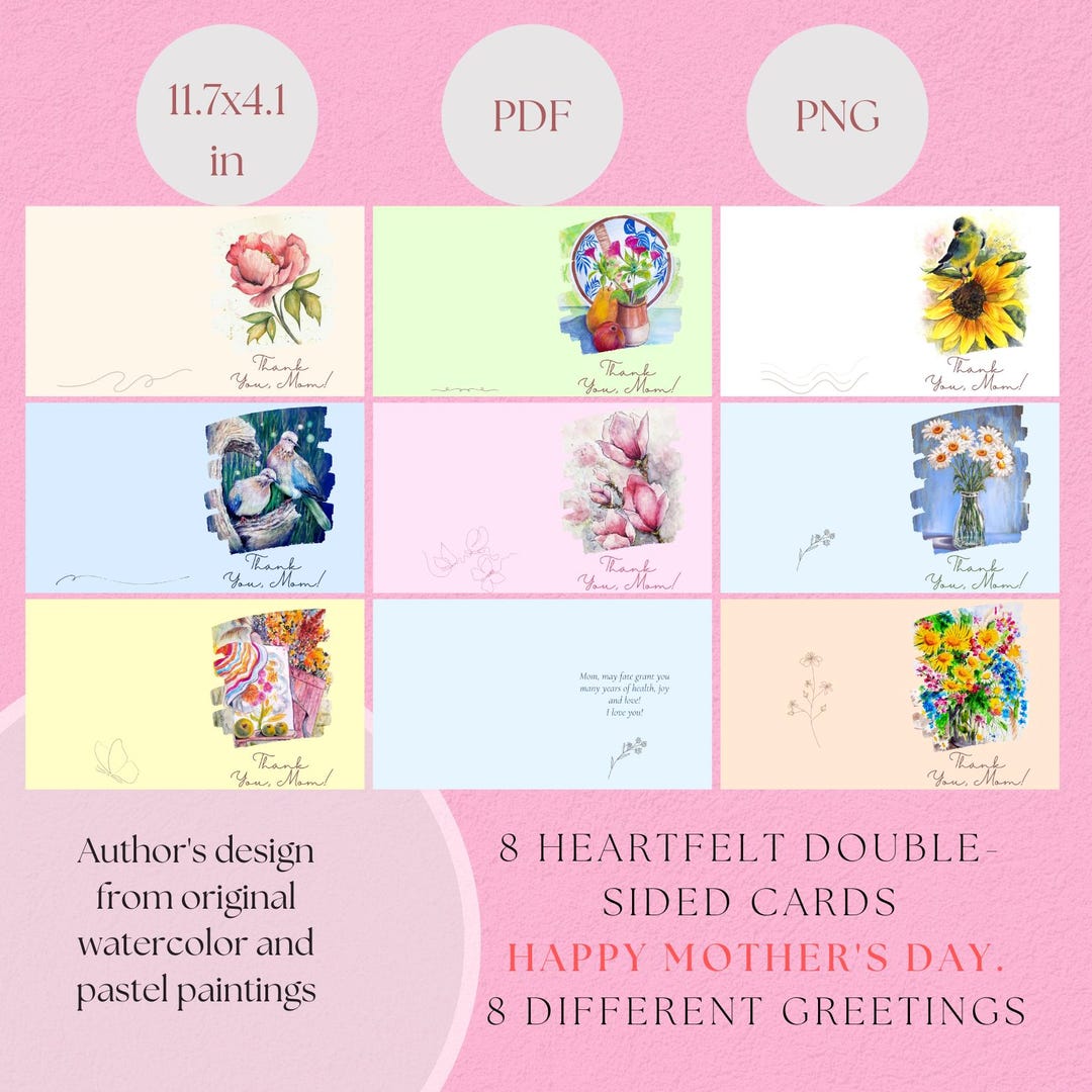 Mom's Flowers Card Printable Mothers Day Card Gift for Mum's Birthday ...