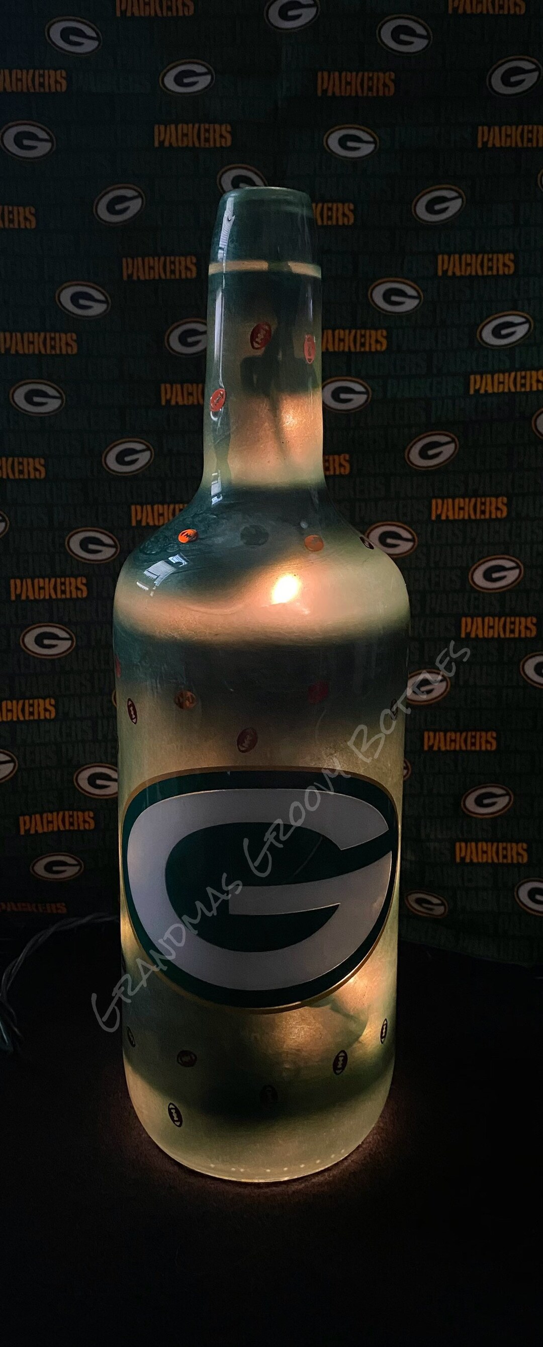 Handmade Green Bay Packers Light up Bottle - Etsy